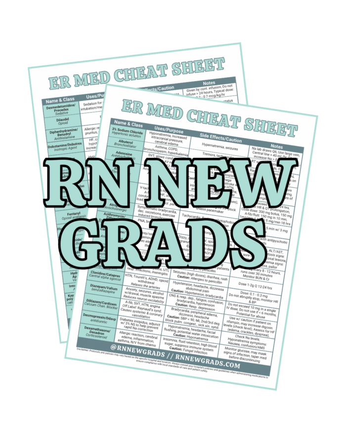 ER Med Cheat Sheet - RN New Grads