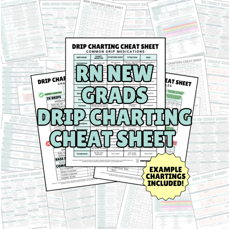 Drip Charting Cheat Sheet - RN New Grads